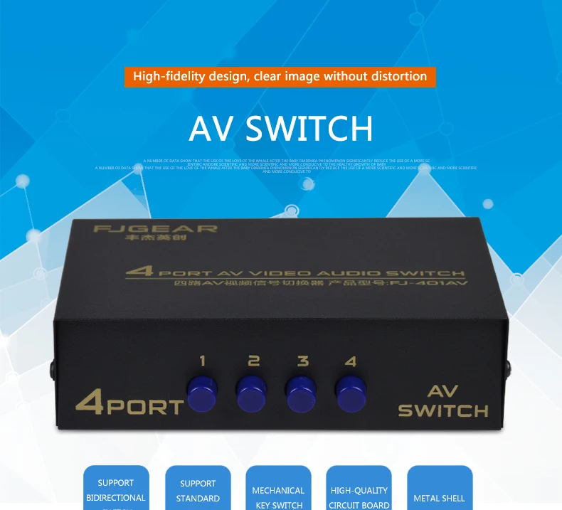 FJGEAR DVD 4 Input Switcher - Video Audio AV Switch 4 Port