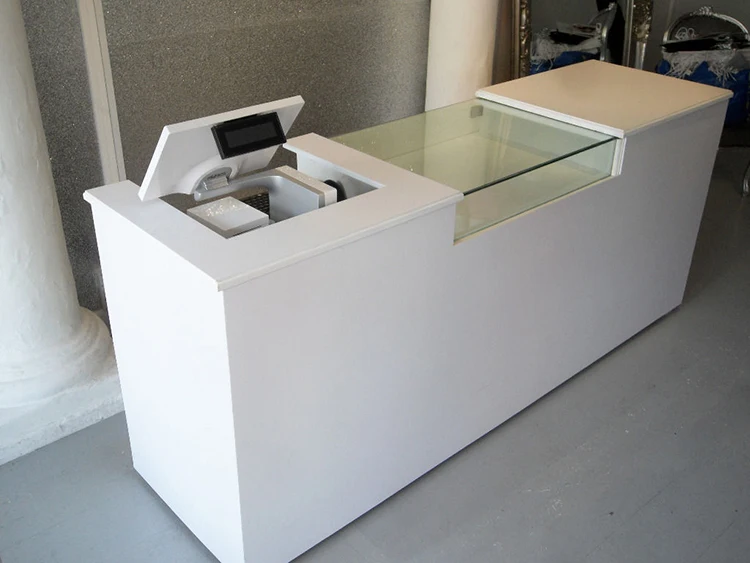 Wooden White Reception Desk Design Front Desk Furniture Cash Counter ...