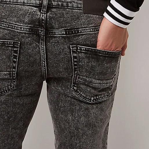 China Manufacture Selling Fashion Design Mens Black Acid Wash Sid ...