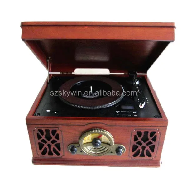 Audio Hi-fi Portable Wooden Nostalgic Record Player With Usb Sd Cd ...