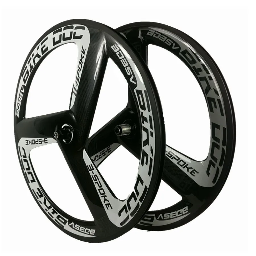 700C 3 Spoke Bicycle Wheel - Customized Carbon Race Wheels