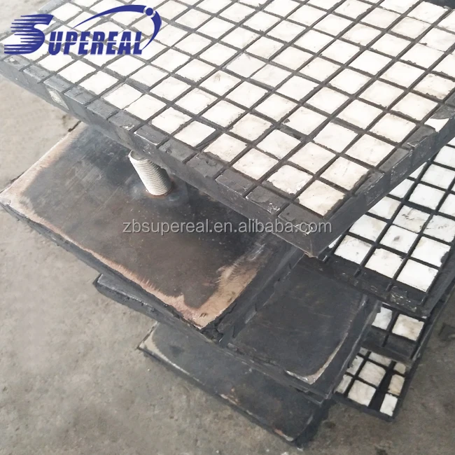 Steel and Lagging Rubber Backing Alumina Ceramic Wear Plate / Ceramic ...