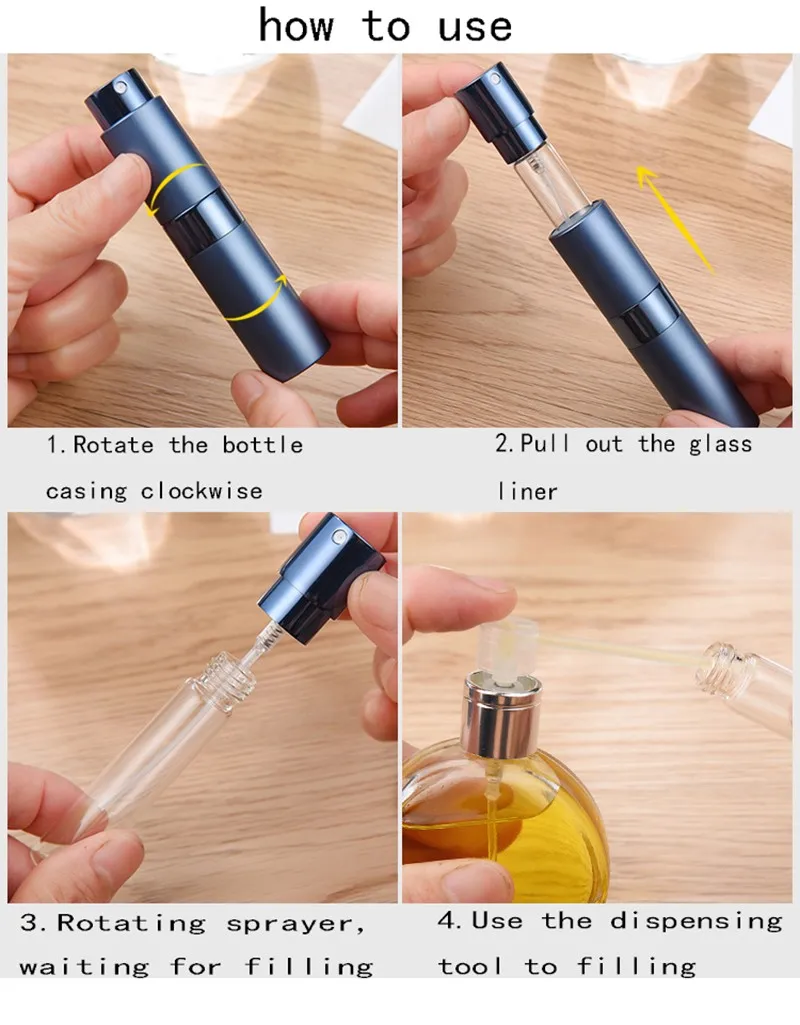 10ml Custom Spray Bottle Empty Twisted Aluminium Refillable Perfume ...