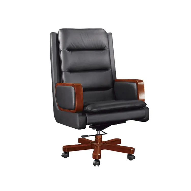 Genuine Leather Luxury Wooden Rocking Executive Chair