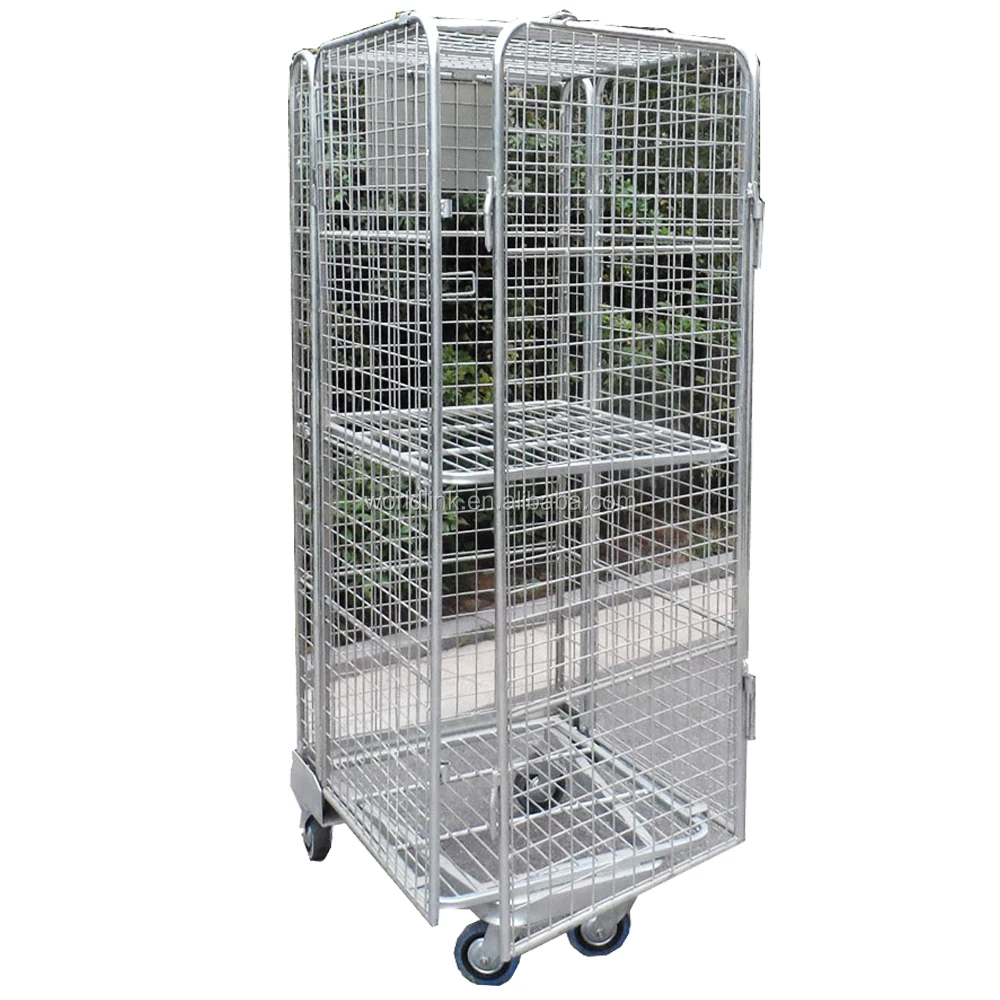 Heavy Duty Steel Foldable 4 Sides Cage Rocket Trolley Roll Cart - Buy ...
