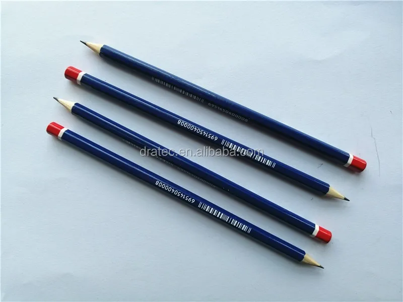 12pcs Hexagonal Hb Blue Color Hb Wood Pencil With Short Red Dipped End ...