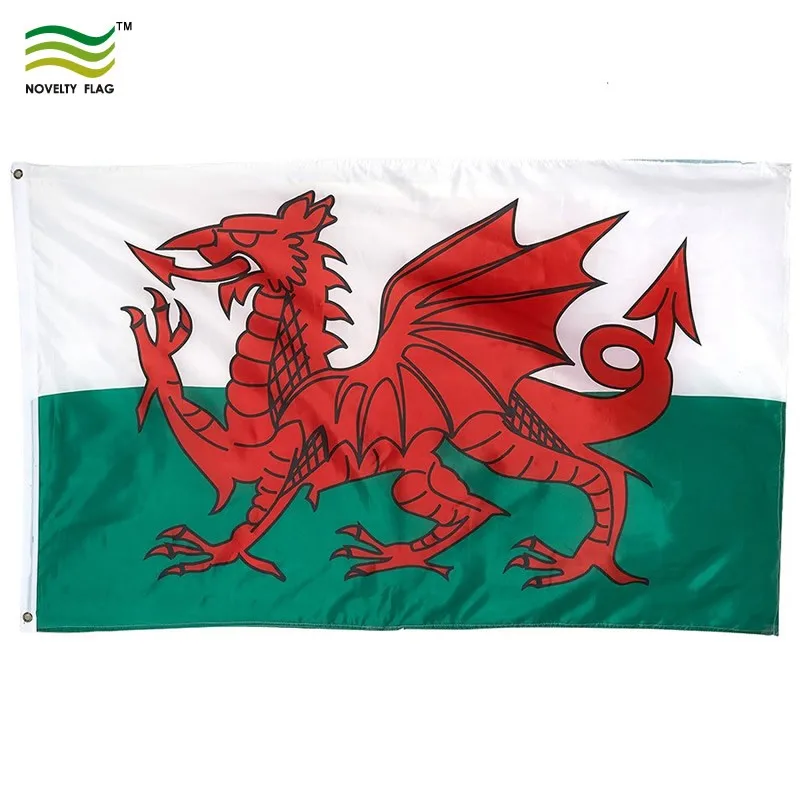 Bandera De Dragón Galés De Poliéster De 3x5 Pies,Bandera De País De Mar ...