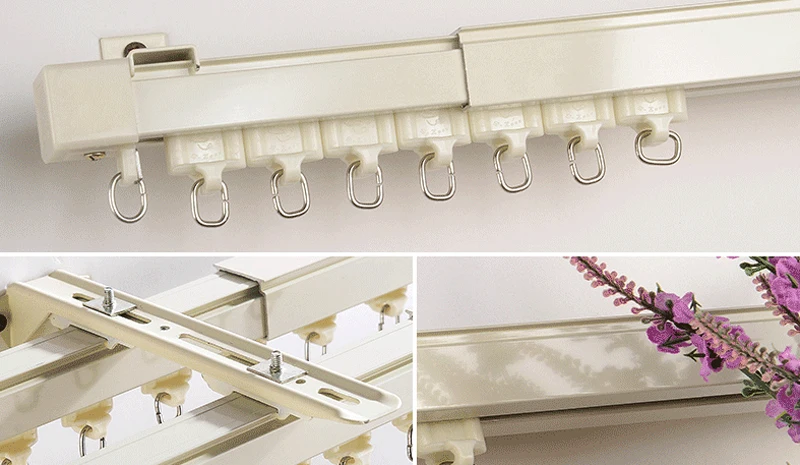 White Color Plastic Curtain Track Rail Runners With Wheel Glider For ...