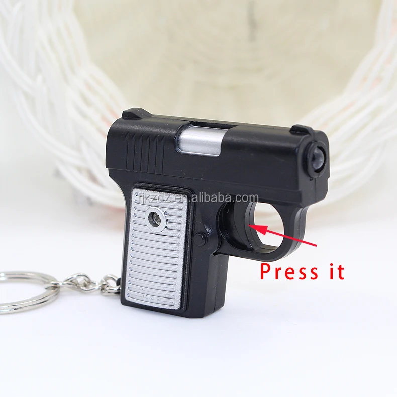 New Style Mini Gun Shape Flashlight Led Keychain Toy Light And Sound ...
