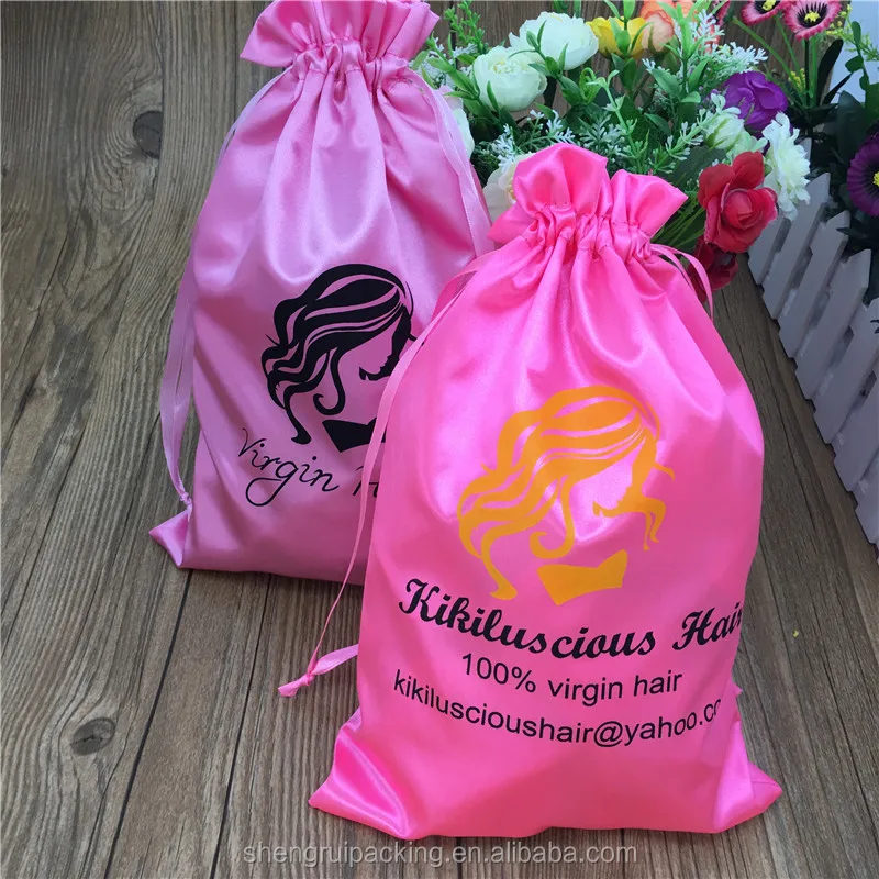 Satin Hair Bags With Logo,Silk Satin Hair Extension Packaging Bag ...