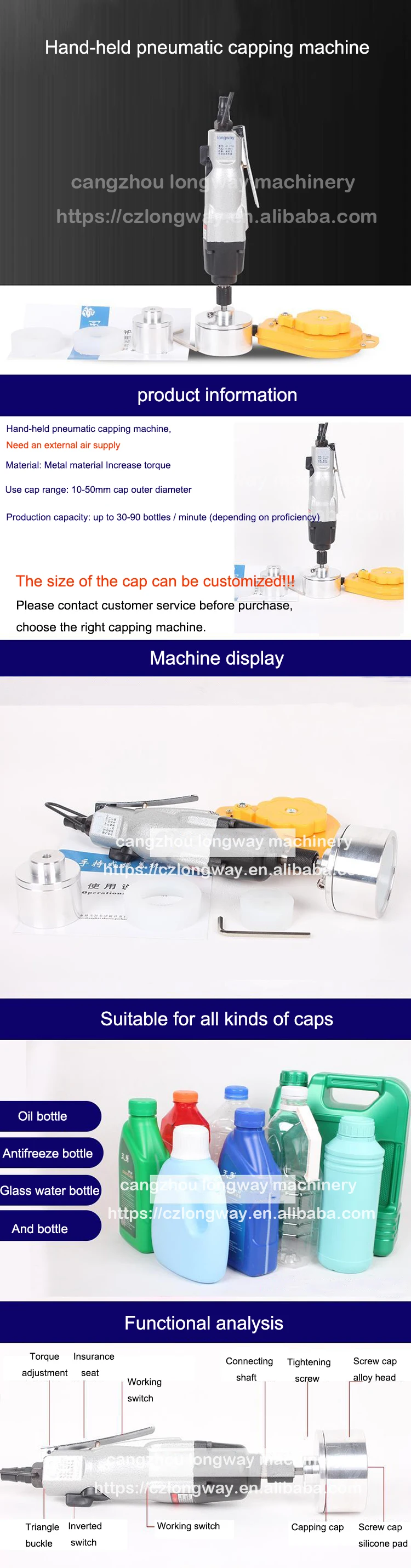 Hand-held Pneumatic Small Manual Plastic Bottle Capping Machine