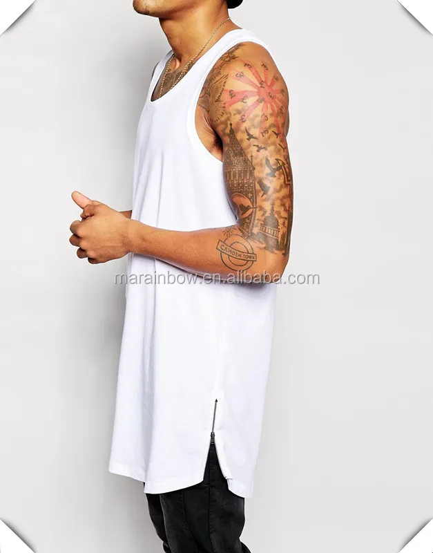 2021 Hot-selling Cotton Mens Longline Gym Tank Top Mens White Plain ...
