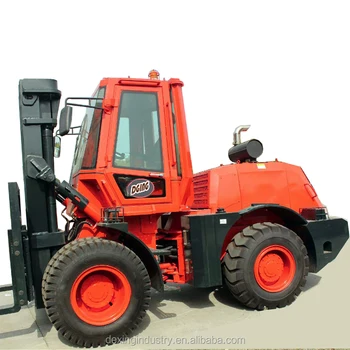 China New 10k Rough Terrain Forklift Trucks With Optional 3 Stage Mast ...