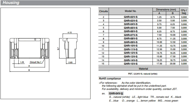 Jst 1,25mm Serie Gh 8 Pin Conector Ghr-08v-s Carcasa Para Conector De Cable A Placa Para Uav ...