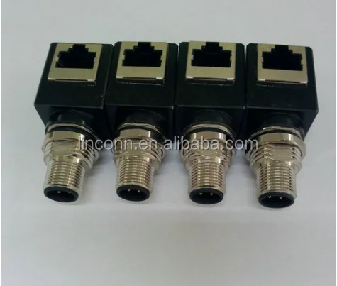 M12 To Rj45 Male Female Gigabit Ethernet Adapter 4p 8p - Buy M12 Male ...