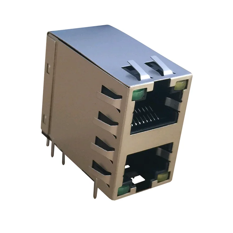 High Quality 8P8C PCB Modular Jack Ethernet 2x1 RJ45 Connector with LED