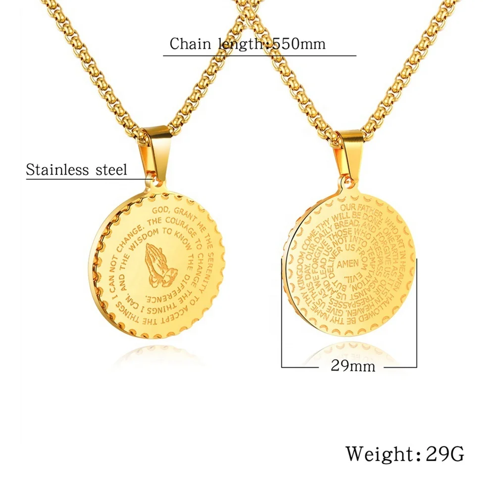 Classic Round Custom Engraved Letter Amen Prayer Stainless Steel ...