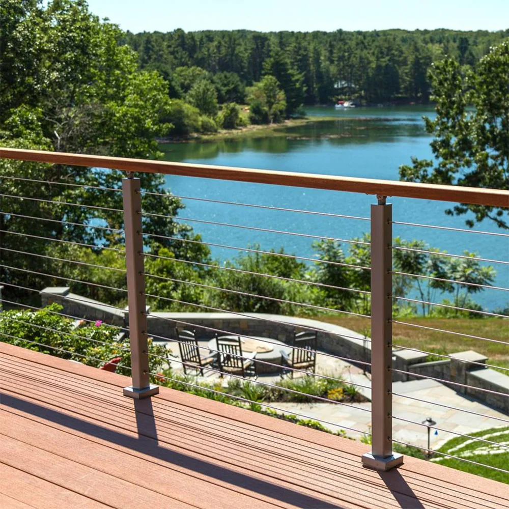 Modern Black Post Cable Railing With Electrical Wire For Deck - Buy ...