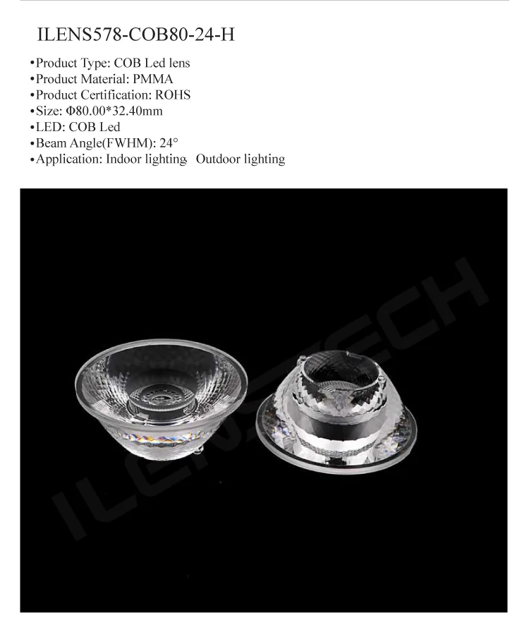 ilenstech 24 degree cob lens for wholesale /cob led lens for commercial ...