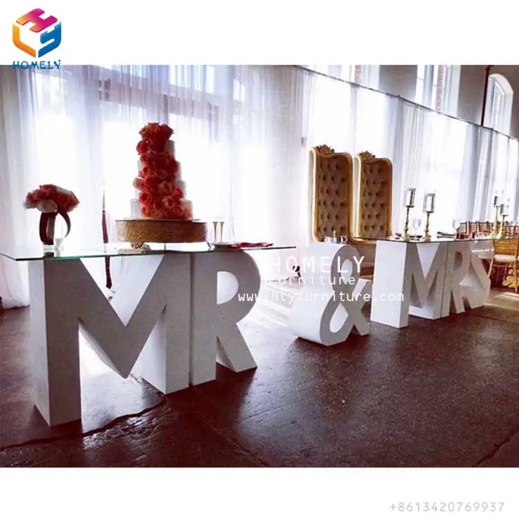 Designed White Love Letter Table Wooden For Romantic Wedding Decoration ...