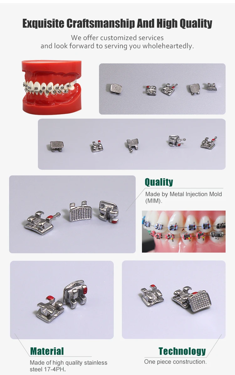 Custom Logo Mini Dental Orthodontic Mbt Bracket 0.022 3-hook - Buy ...