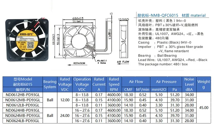 6015 60x60 Exhaust Ventilating Fan 12v Dc Brushless Axial Fan 60x60x15 ...
