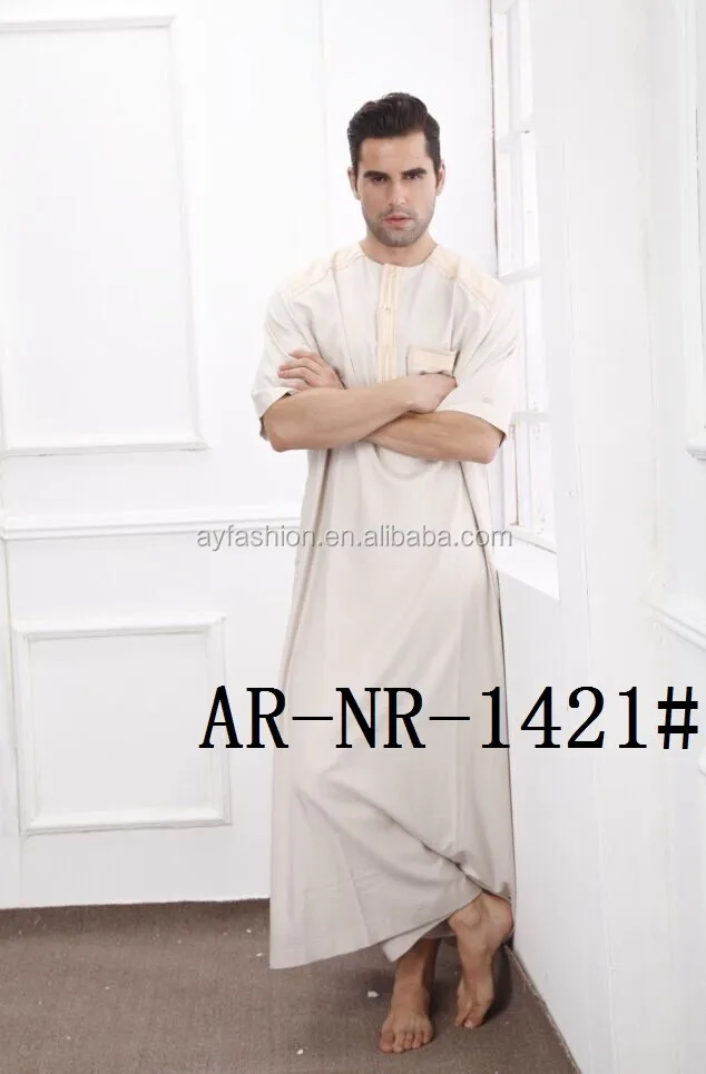 New Men's Arab Thobe Jubbah Short Sleeve Men Thobe Classic Arabic Thobe/jubba For Men - Buy ...