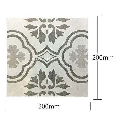 Simple Style Interior 200x200mm Gray Cement Flower Ceramic Floor ...