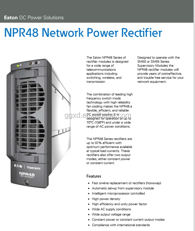 EATON 110v Dc Rectifier 48V 50A Communication Power Rectifier Module NPR48