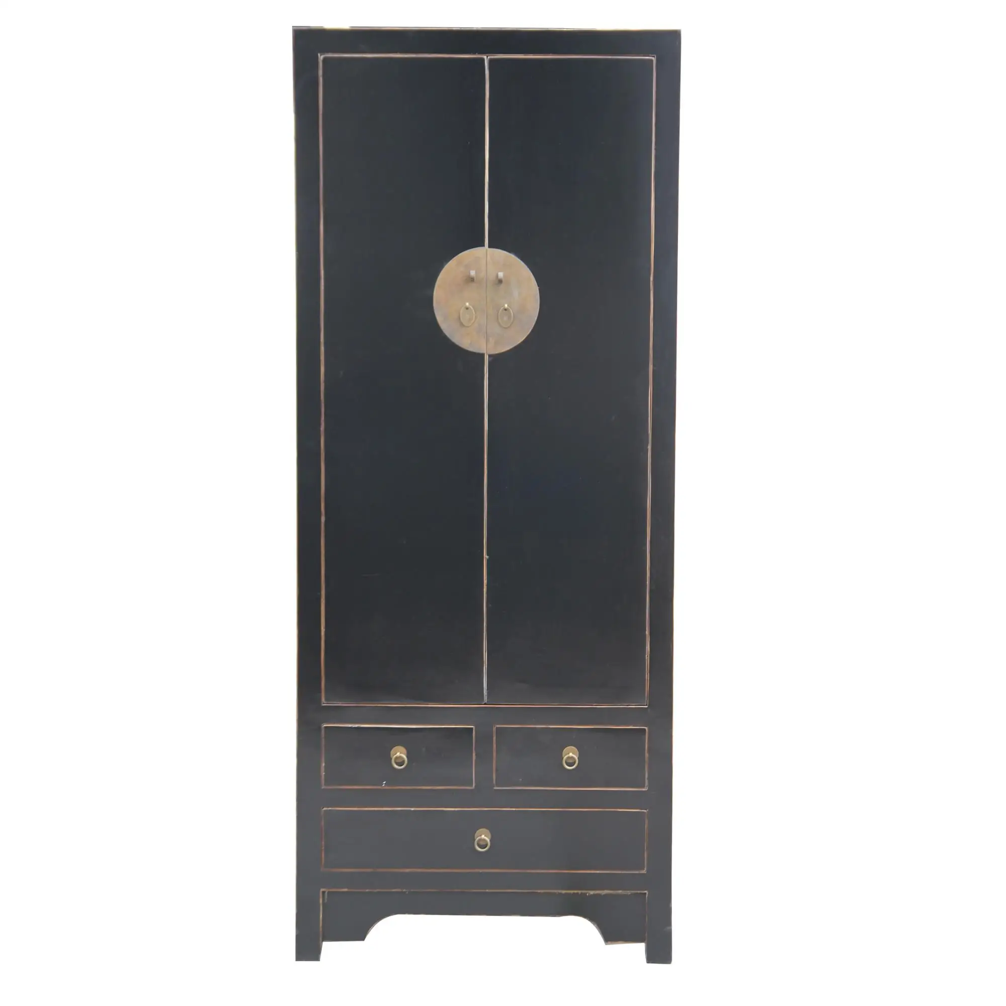 Solid Wood Black Closet Wardrobe - Chinese Antique Furniture
