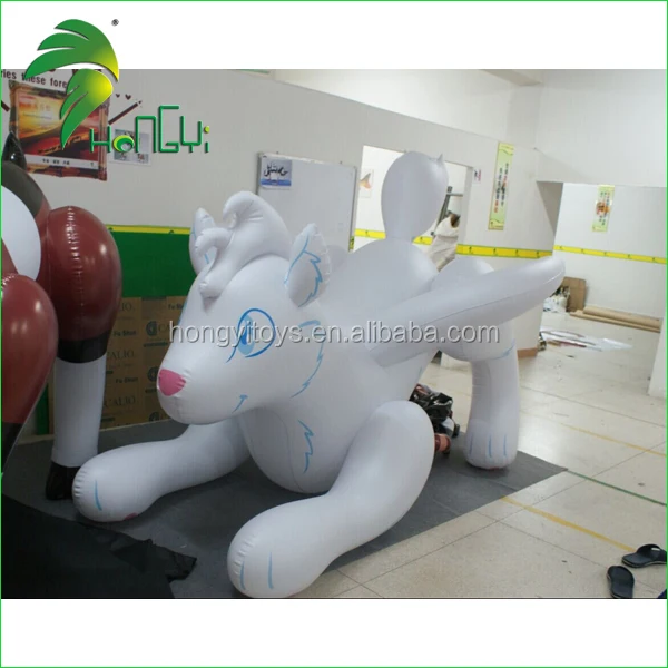 2.5m White Inflatable Wolf With Wings,Customized Inflatable Cartoon For ...