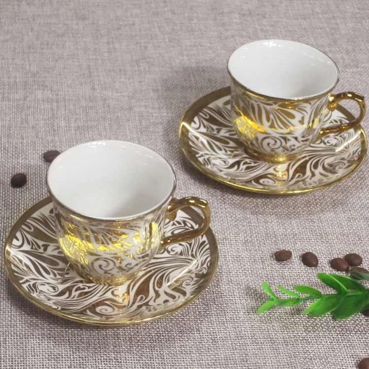 Luxury Royal Gold Applique Arabian Hotel Tea Cups Ceramic Coffee Cup ...