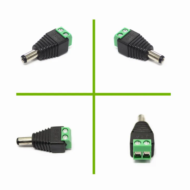 12v 2 Pin Terminal Adapter To2.1 *5.5 Mm Dc Power Plug For Cctv Camera ...