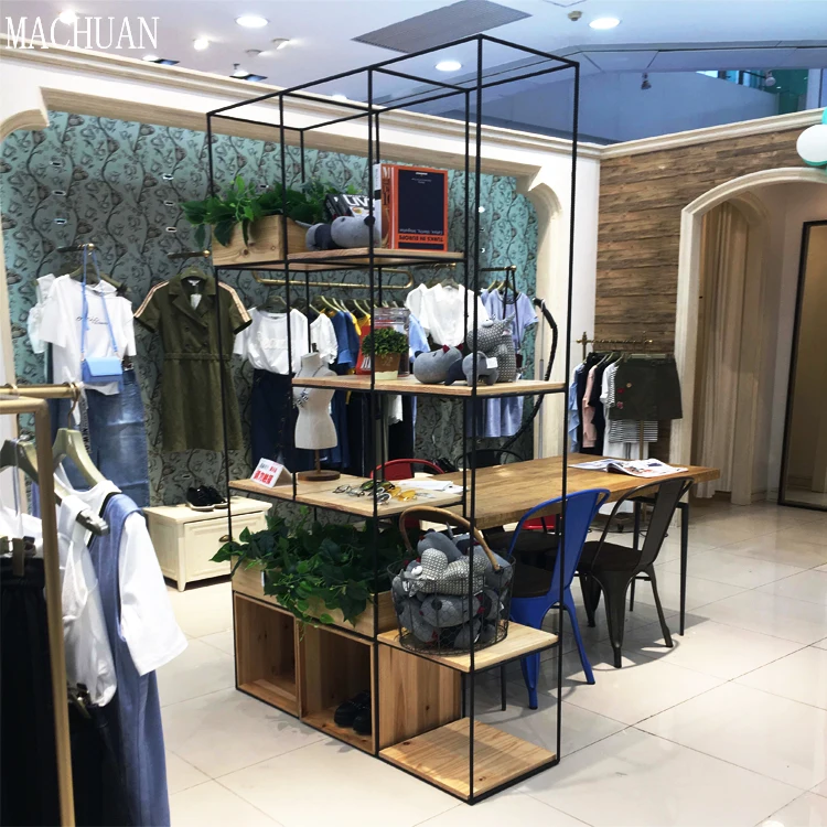 Luxury Store Men's Shirt Display - Wooden Shelves by Machuan
