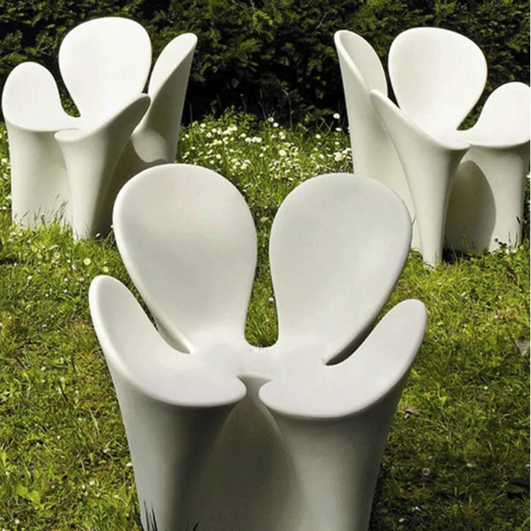Adorable Fiberglass Four-leaf Clover Armchair Patio Fiberglass Outdoor ...