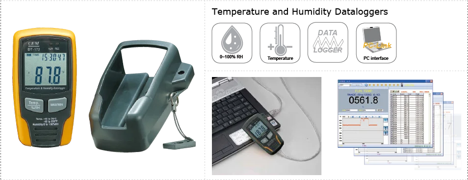 CEM DT-172 Temperature & Humidity Data Logger with Sound Alarm for ...