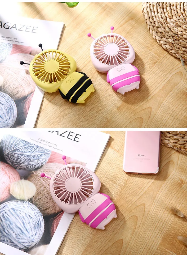Newest Cute Bee Portable Led Rechargeable Battery Handheld Usb Mini Fan ...