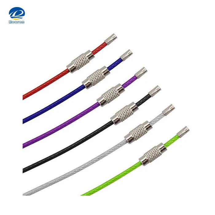 Custom Packing Colored Nylon Coated Stainless Steel Wire Keychains ...