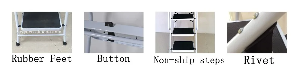 Three Step Safety Ladder with Padded Handrails - Tres Escalones