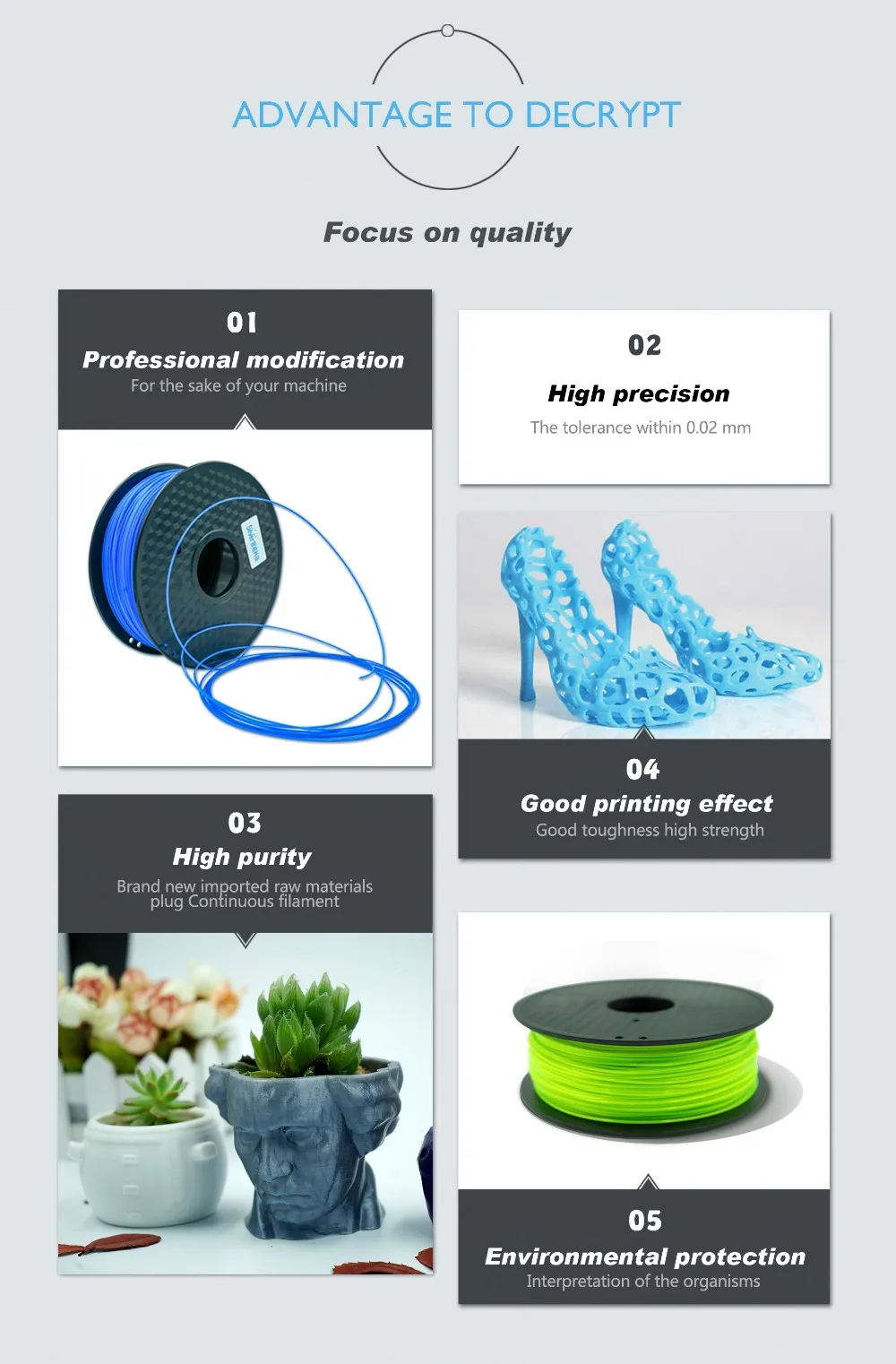 Pla/abs/pva/hips/flex/tpu/wood/pha/pc/pp/pa/pom 3d Printer Printing ...