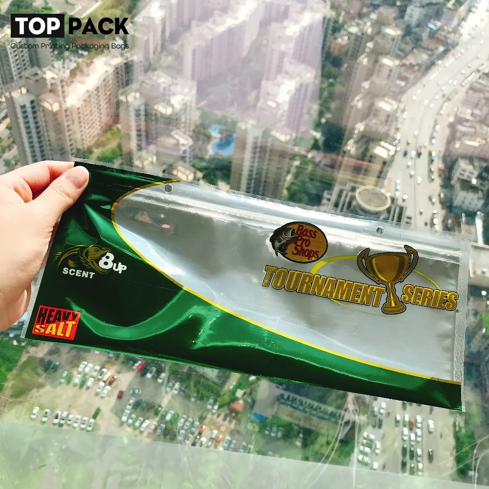 Custom Print Ziplock Soft Plastic Fishing Worm Bait Lure Packaging Bags