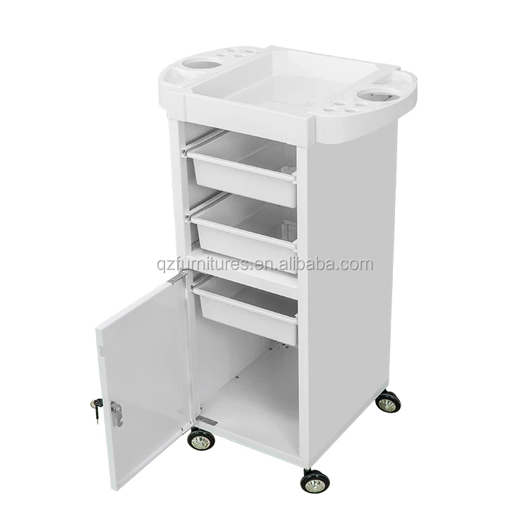 QZ-T1030 Troli Salon Rambut, Troli Kecantikan Rambut Warna Putih ...