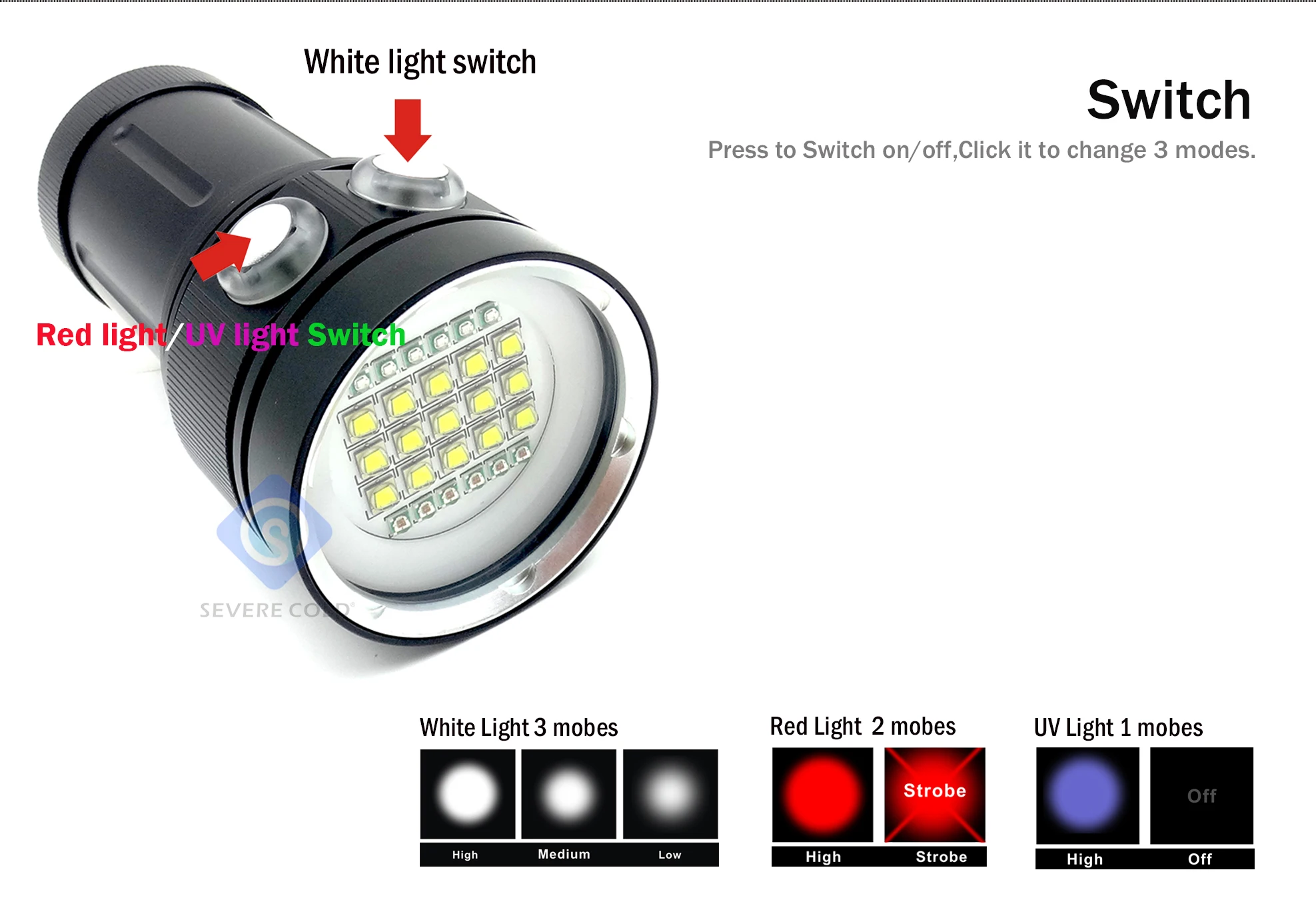 Professional Diving Light - 100m Scuba Video Flashlight