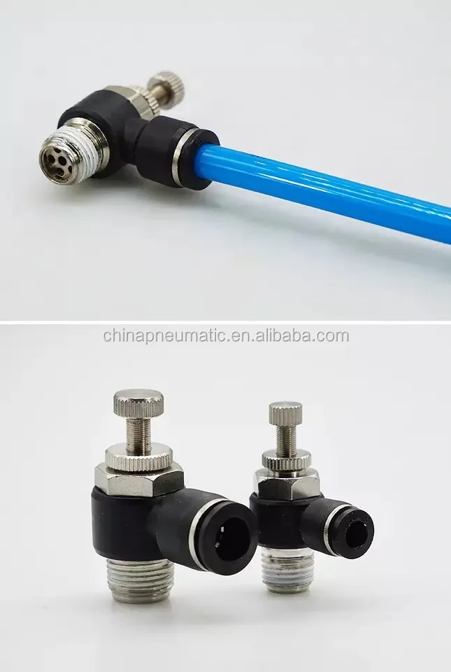 Jsc/nse Brass Nickel Plated Male Thread 8mm Push In Pneumatic Speed Controller One Touch Pipe ...