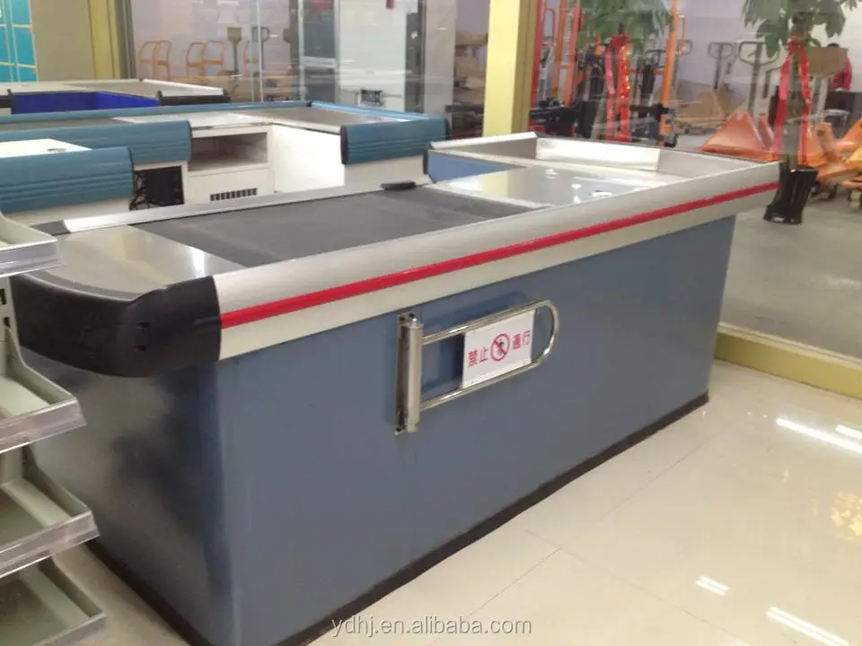 Stainless Steel Surface Wooden Supermarket Checkout Counter - Buy ...