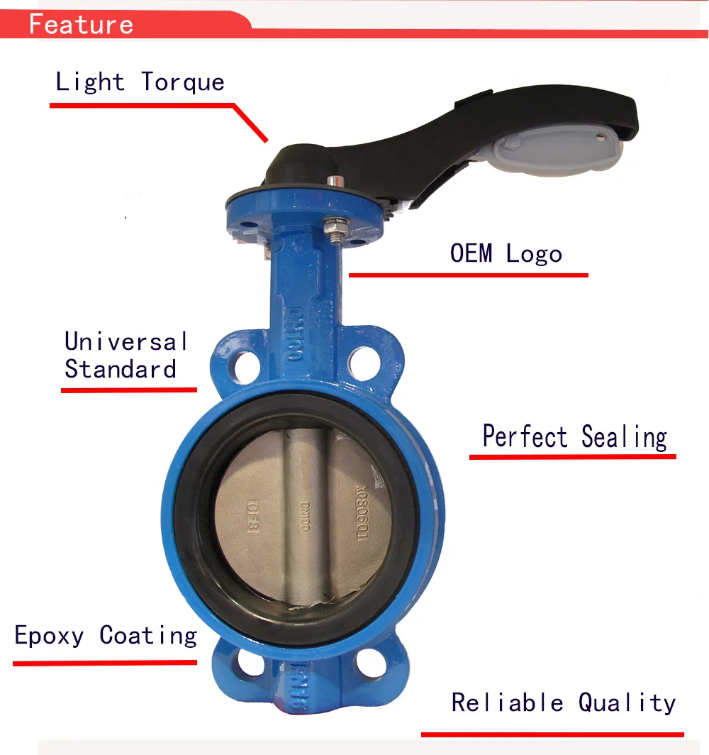 Flow Equipted Wafers End Type Nylon Coat Ductile Iron Plate Butterfly ...