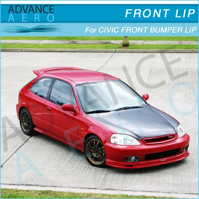 For 99 00 Ek Honda Civic Mugen Front Bumper Lip Spoiler Urethane Body ...
