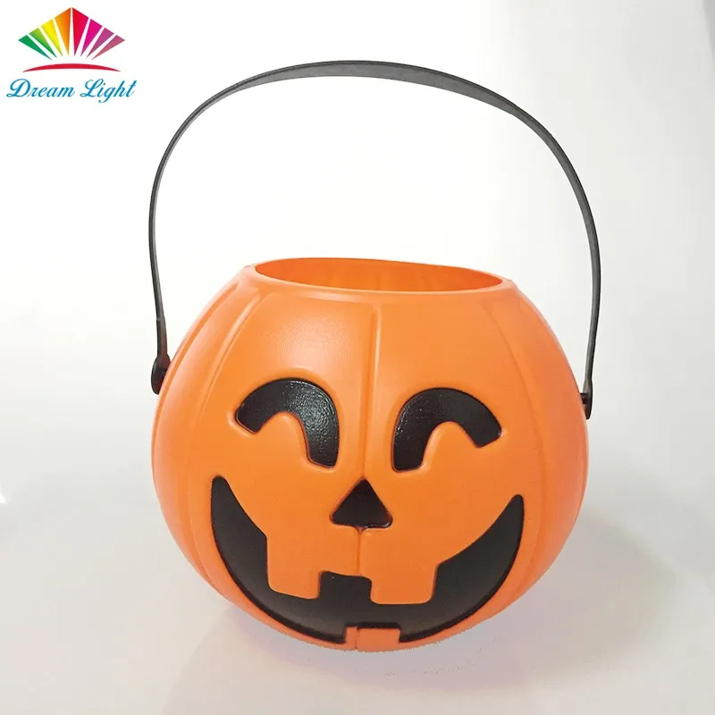 Round Trick Or Treat Led Pumpkin Bucket Lighted Halloween Bucket - Buy ...