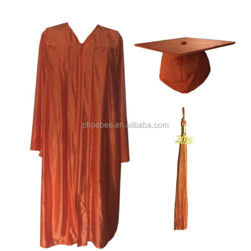 Wholesale Best Quality Adult Shiny Orange Graduation Gowns And Caps For ...