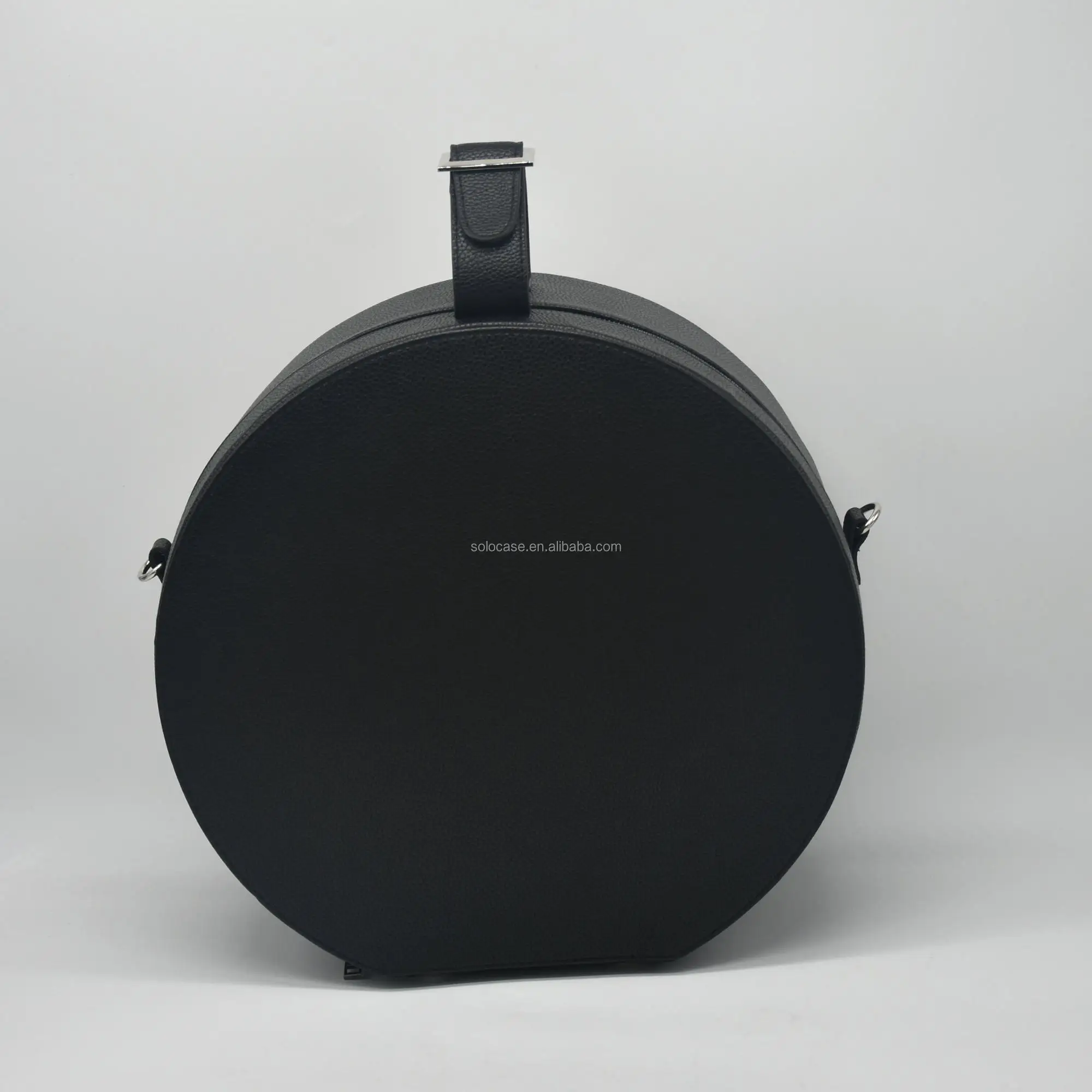 Vintage Round Suitcase Hat Case Overnight Luggage Blue Hard Sided Vinyl ...